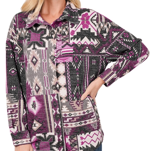 Zenana Outfitters | Tops | Aztec Oversized Shacket | Poshmark